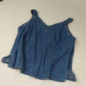 Vintage | Tops | Vtg Sleeveless Denim V Neck Tank Top W Side Zipper ...